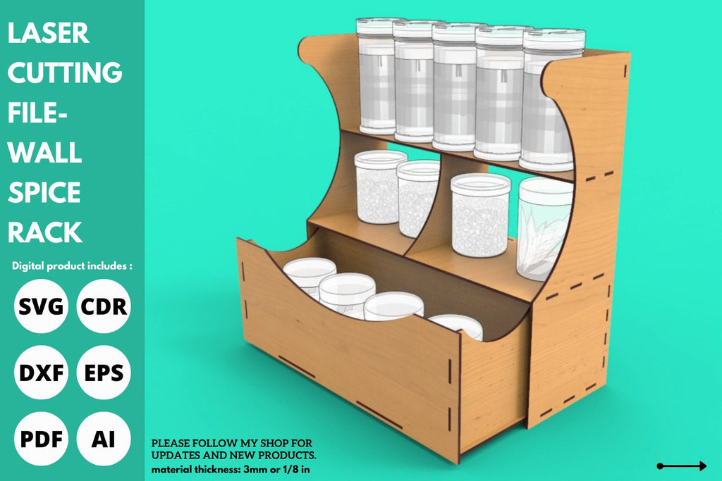 Spice Rack - Laser Cut File | svg paper cut | cricut | glowforge file ...