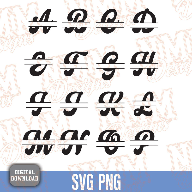 Split Monogram Alphabet SVG, Ai, PNG, Split Monogram Frame Alphabet ...