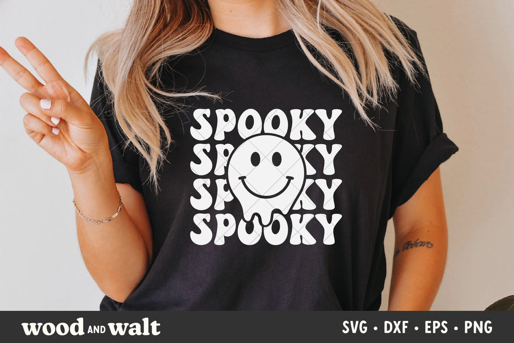 Spooky Ghost Smiley SVG | Halloween Shirt SVG - So Fontsy