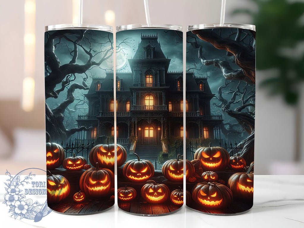 Spooky Haunted House Halloween Tumbler, Spooky Fall Wrap, 20oz Tumbler ...