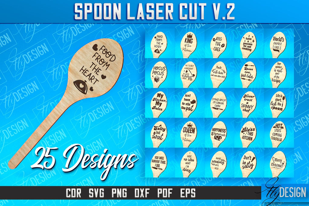 Spoon Laser Cut SVG Design | Kitchen Design | Home SVG - So Fontsy