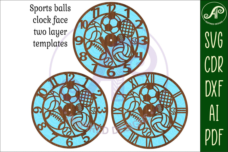 Sports ball wall clock laser cut files, SVG file. vector - So Fontsy