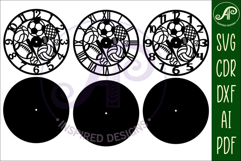 Sports ball wall clock laser cut files, SVG file. vector - So Fontsy