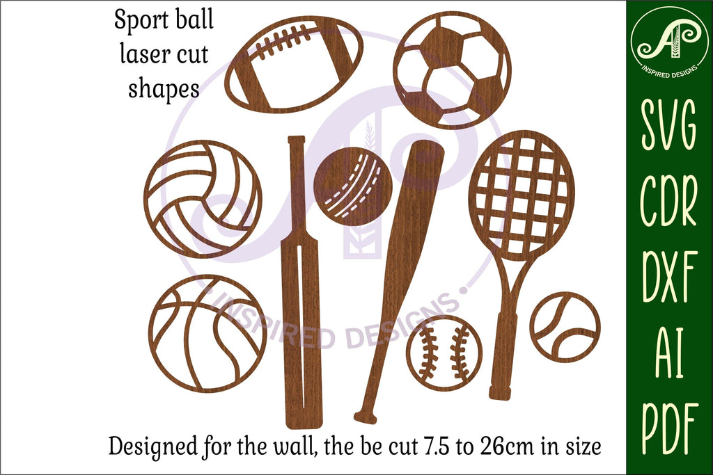 Sports balls Silhouette laser cut shapes SVG - So Fontsy