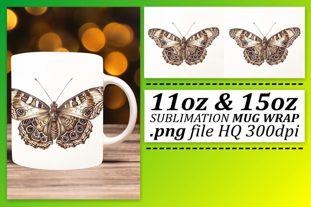 Spring Butterfly Mug Art: Vibrant Sublimation Patterns - So Fontsy