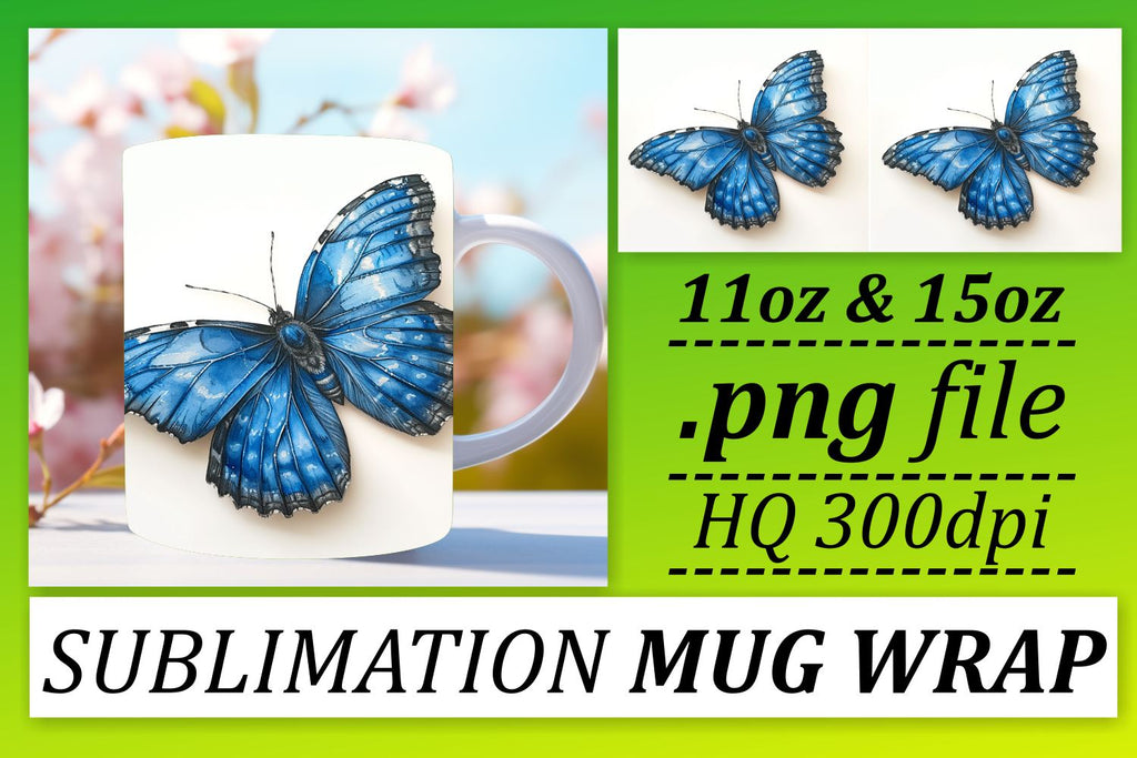 Spring Butterfly Mug Design: Chic Sublimation Styles - So Fontsy