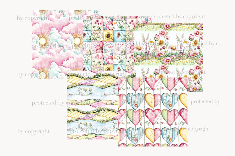 Spring Digital Papers | Cottagecore Seamless Patterns - So Fontsy