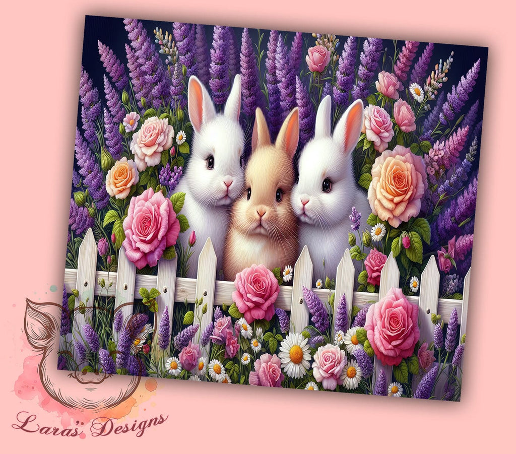 Spring Floral Rabbits 20 oz Skinny Tumbler Sublimation Design, Straight ...