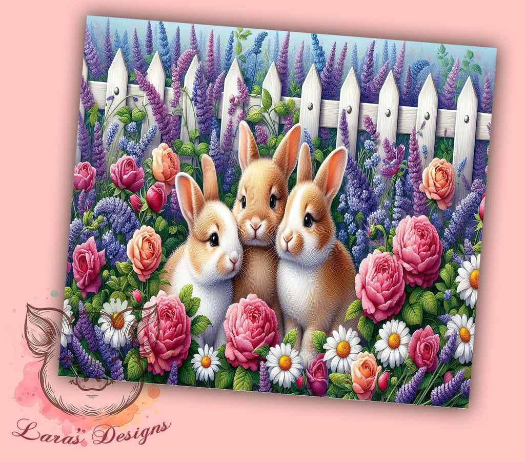 Spring Floral Rabbits 20 oz Skinny Tumbler Sublimation Design, Straight ...