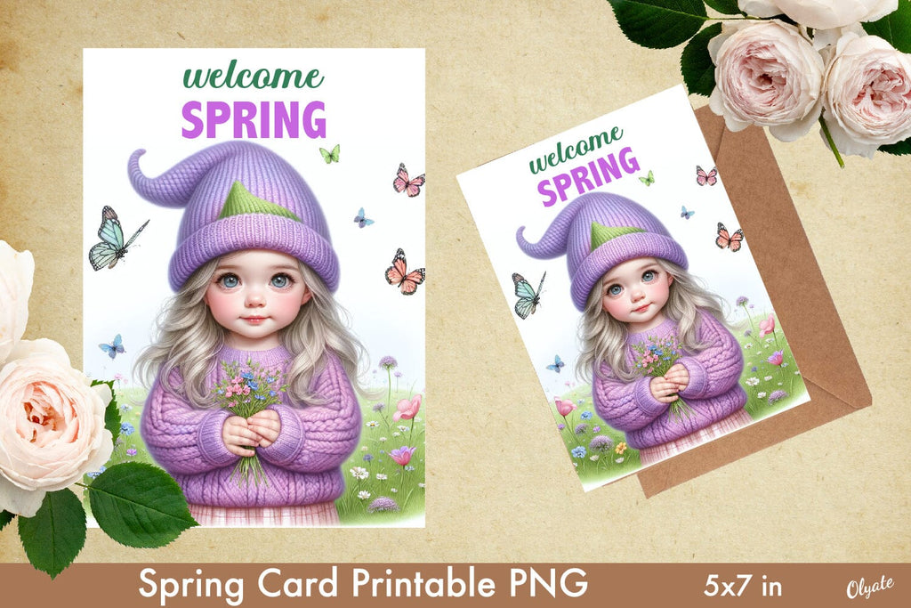 Spring Girl Clipart PNG, Violet Spring, Greeting Card PNG - So Fontsy