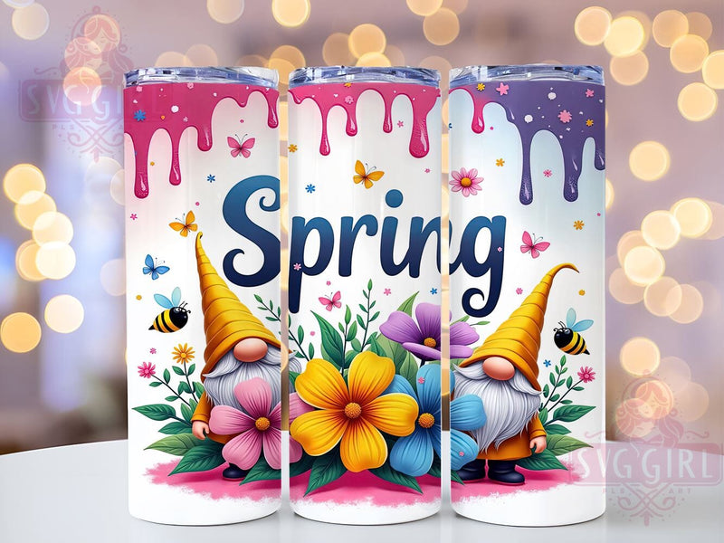 Spring Gnome Tumbler, Inspirational Quotes Wrap, 20oz Gnome Drinkware ...