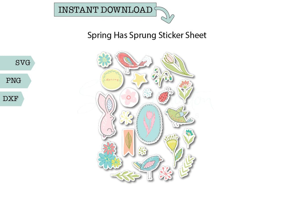 Spring has Sprung Sticker Sheet - So Fontsy