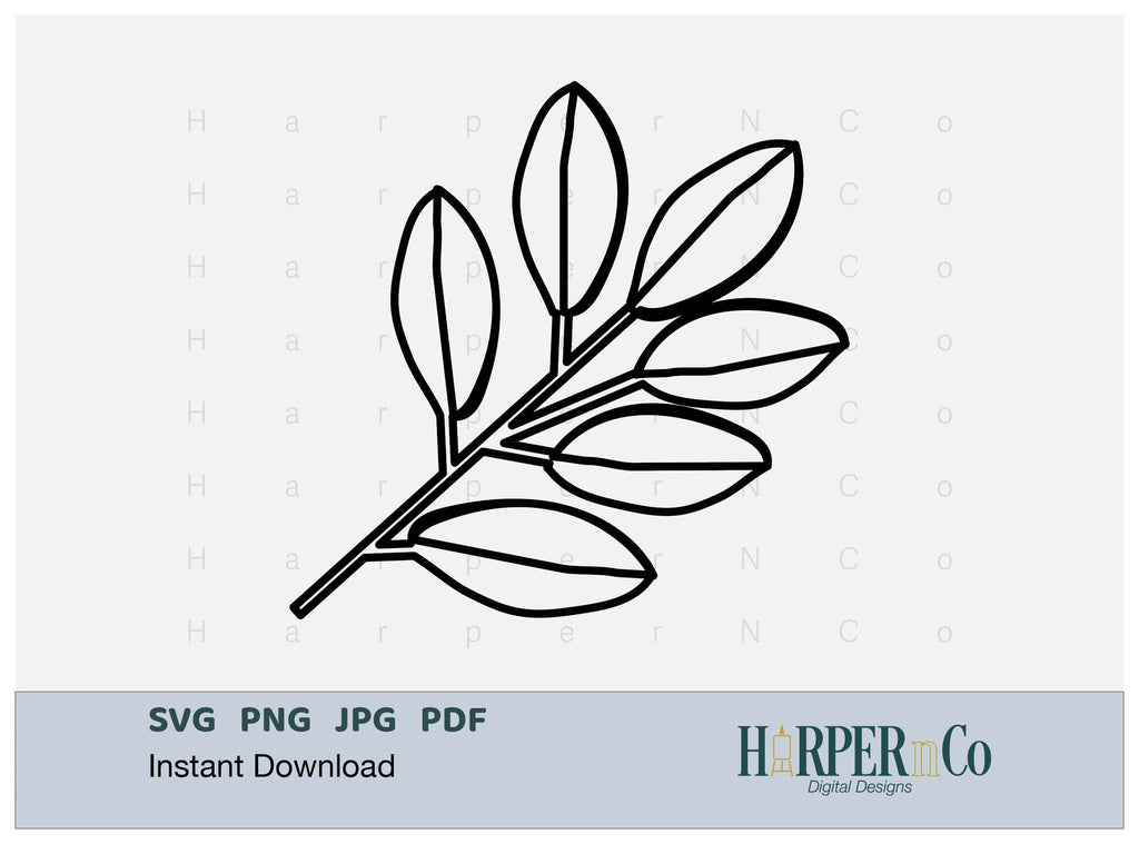 Spring Leaves Outline SVG PNG Cut EPS File - So Fontsy