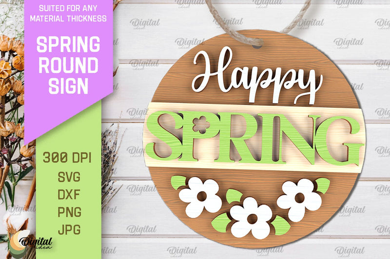 Spring Round Signs Laser Cut Bundle. Welcome Spring Signs SVG - So Fontsy