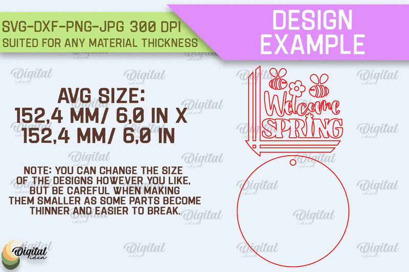 Spring Round Signs Laser Cut Bundle. Welcome Spring Signs SVG - So Fontsy