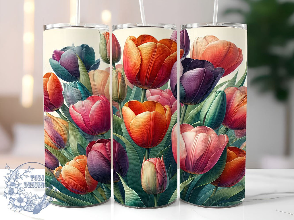 Spring Tulip 20oz Tumbler Wrap, Tulip Tumbler, Spring Floral Wrap, 20oz ...