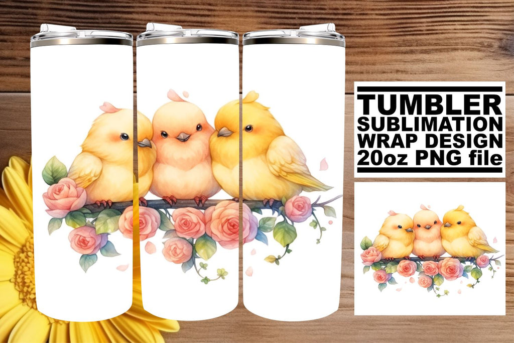 Springtime Tweeties Tumbler Wrap - So Fontsy