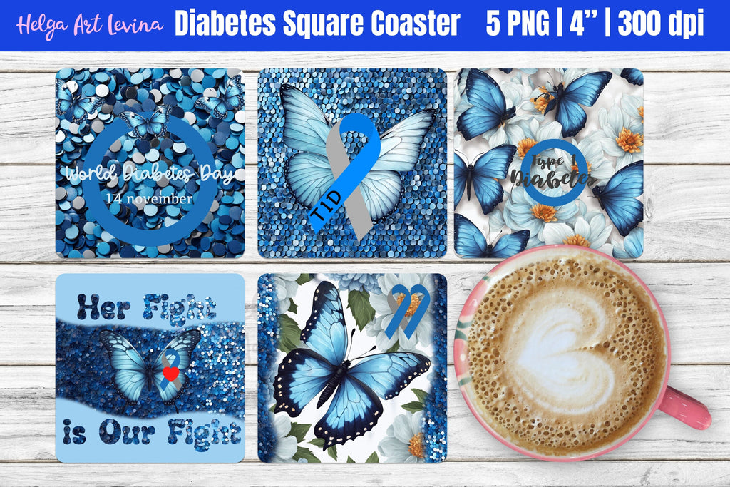 Square Coaster Sublimation | Type 1 diabetes PNG - So Fontsy