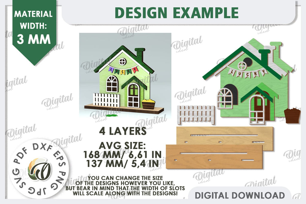 St. Patrick's Day House Laser Cut. Layered House SVG - So Fontsy