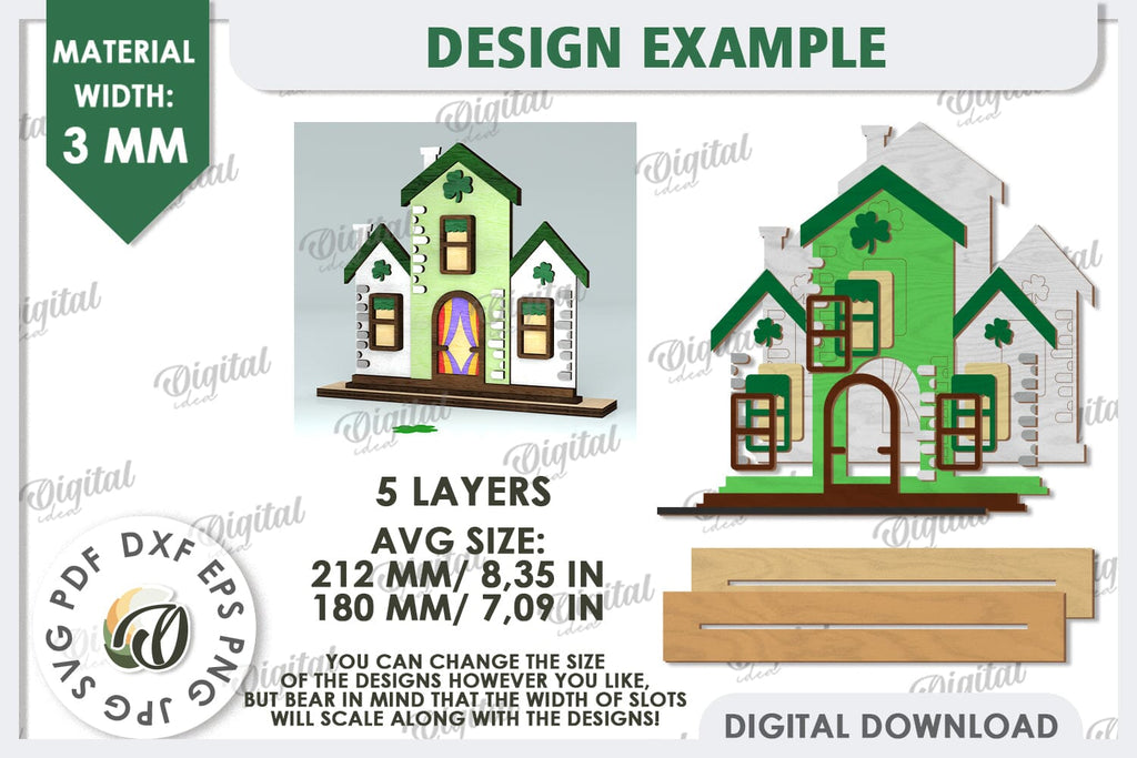 St. Patrick's Day House Laser Cut. Layered House SVG - So Fontsy