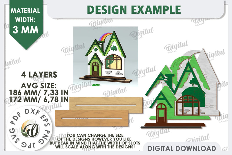 St. Patrick's Day House Laser Cut. Layered House SVG - So Fontsy