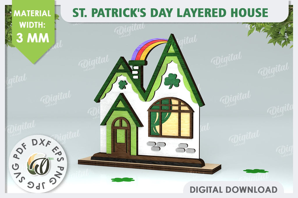St. Patrick's Day House Laser Cut. Layered House SVG - So Fontsy