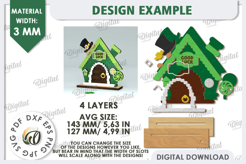 St. Patrick's Day House Laser Cut. Layered House SVG - So Fontsy