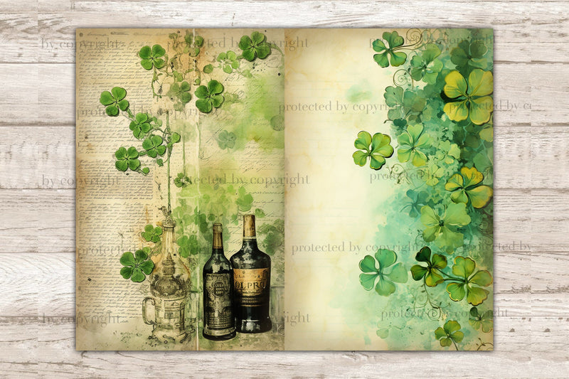 St Patricks Day Junk Journal Pages | Green Printable Journal - So Fontsy