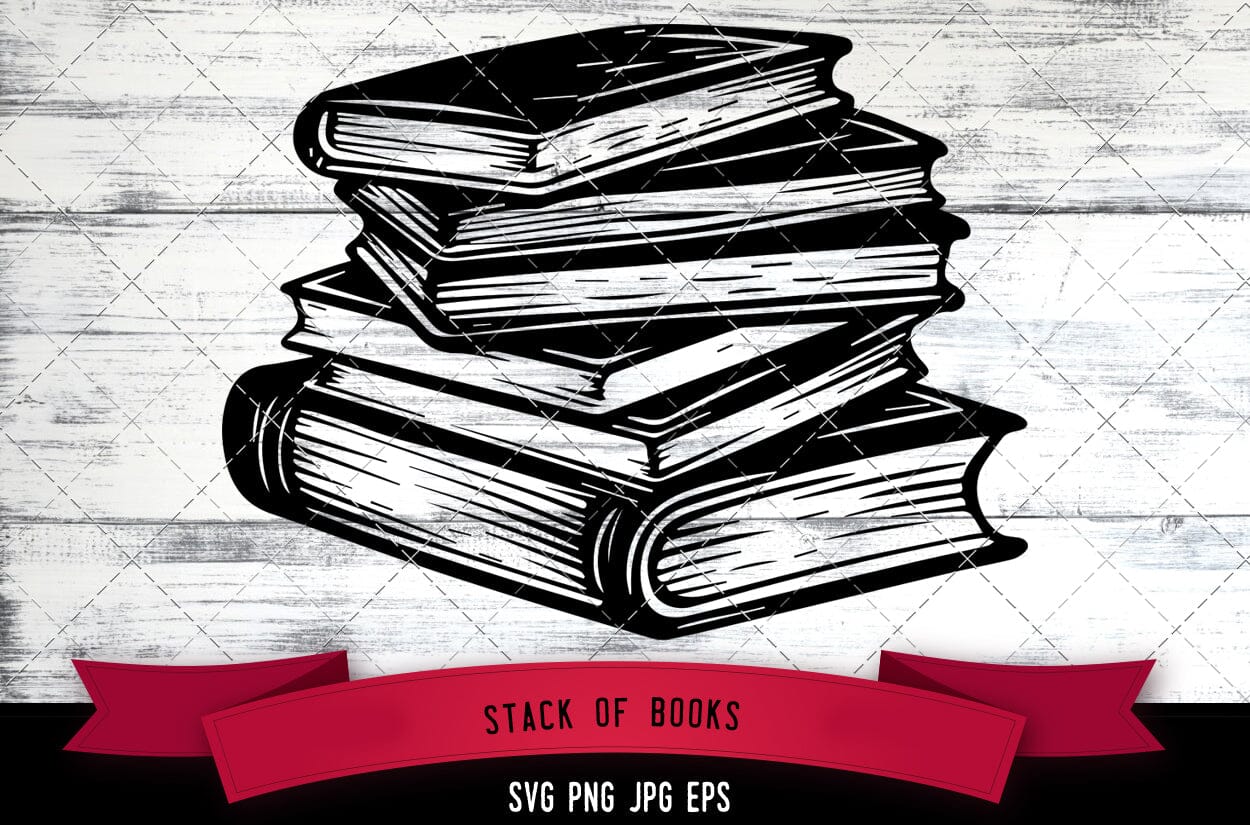 Stack of Books SVG, Bibliophile SVG - So Fontsy