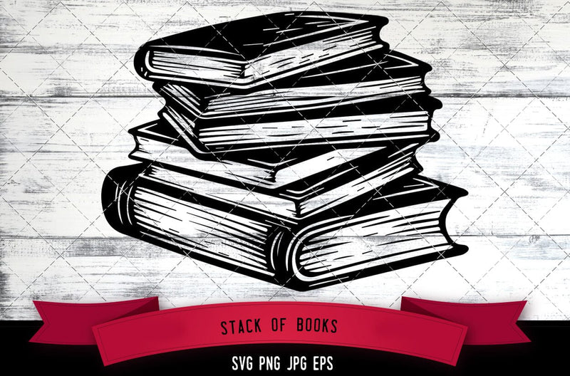Stack of Books SVG, Bibliophile SVG - So Fontsy