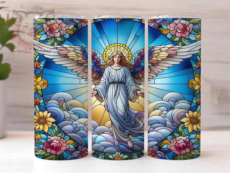 Stained Glass Angel Tumbler Wrap, Angel Tumbler Wrap, Glass Art Tumbler ...