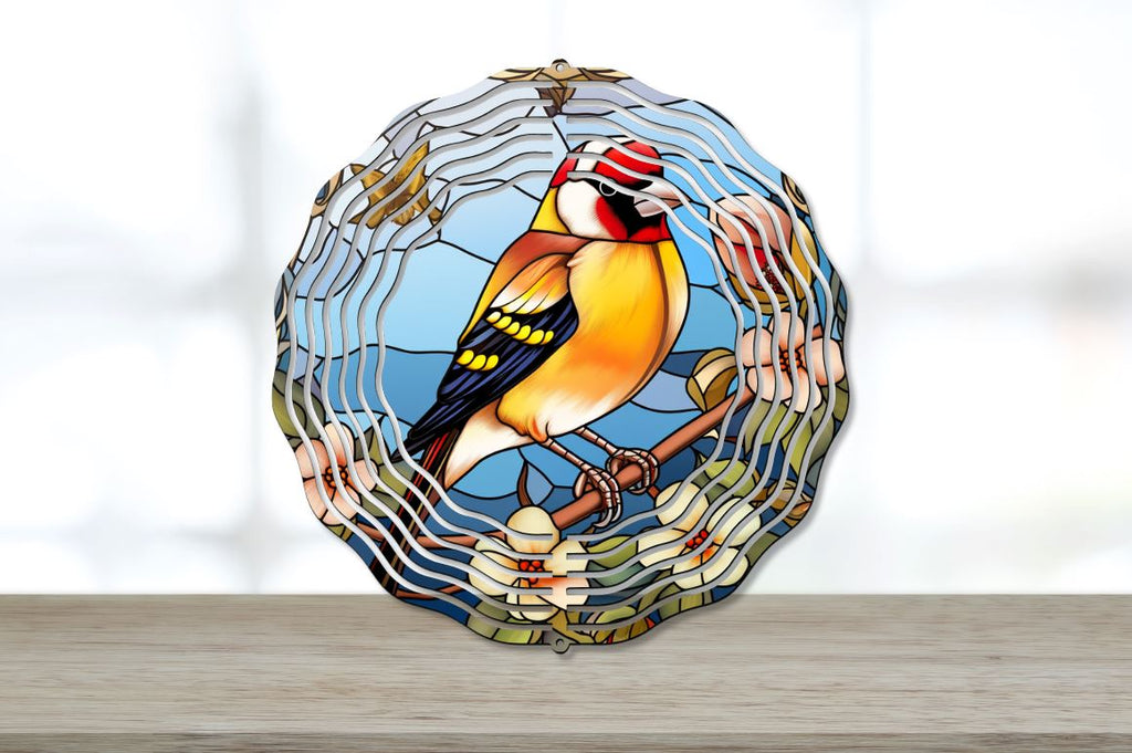 Stained Glass Goldfinch Bird Wind Spinner Bundle - So Fontsy