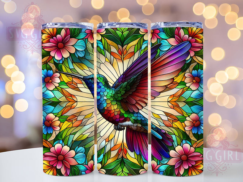 Stained Glass Hummingbird 20oz Tumbler Wrap Sublimation Design ...