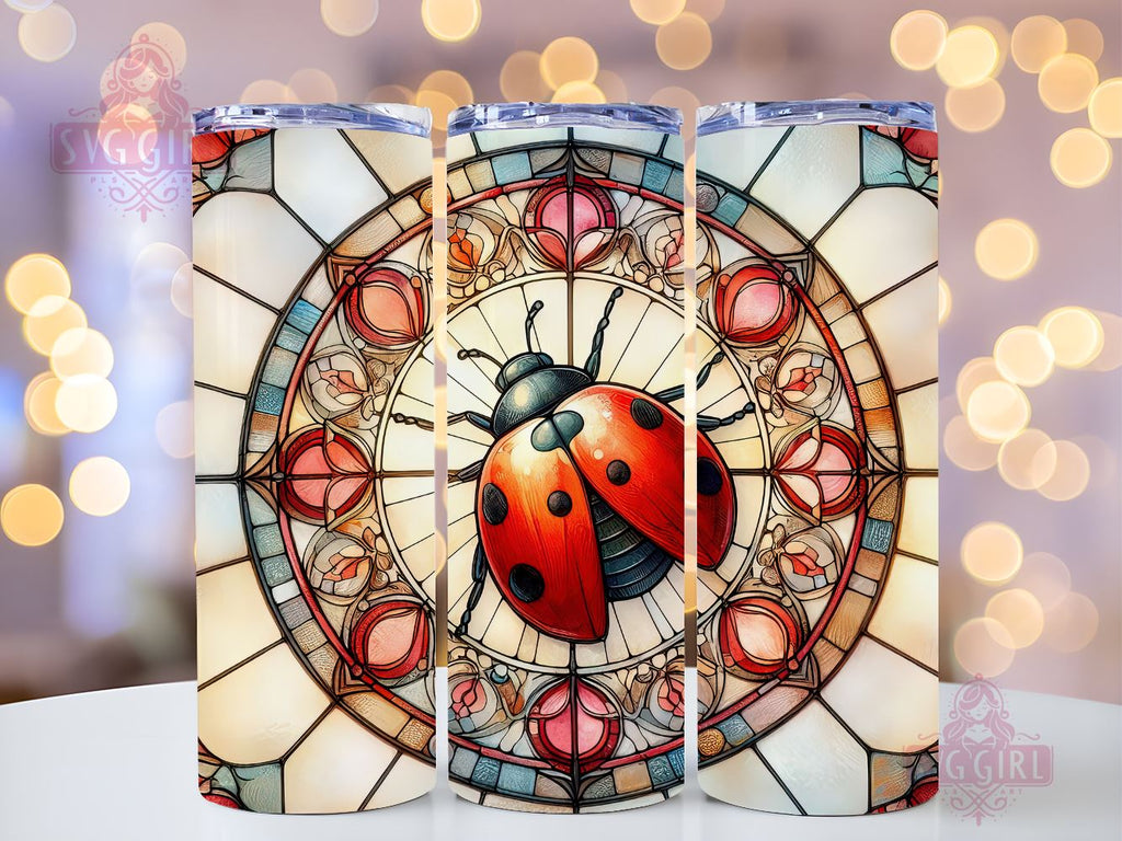 Stained Glass Ladybug 20oz Tumbler Wrap Sublimation Design, Straight ...