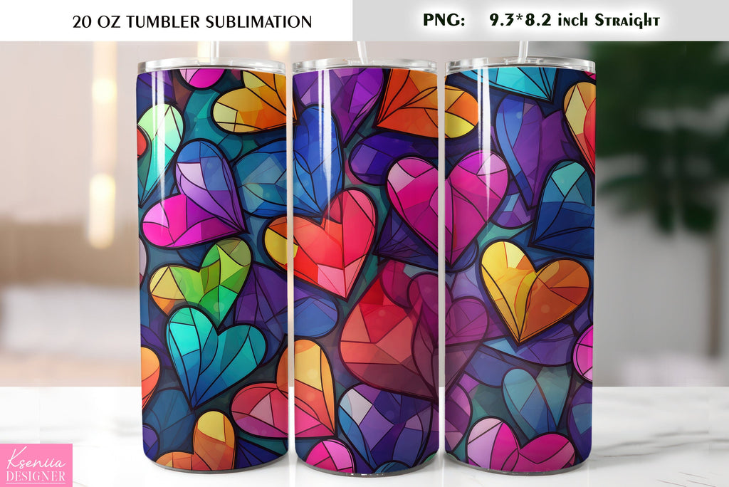 Stained Glass Valentines Day Tumbler Sublimation - So Fontsy