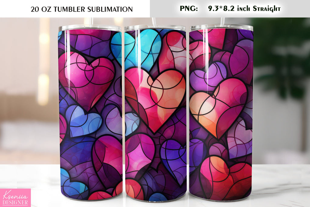 Stained Glass Valentines Day Tumbler Sublimation - So Fontsy