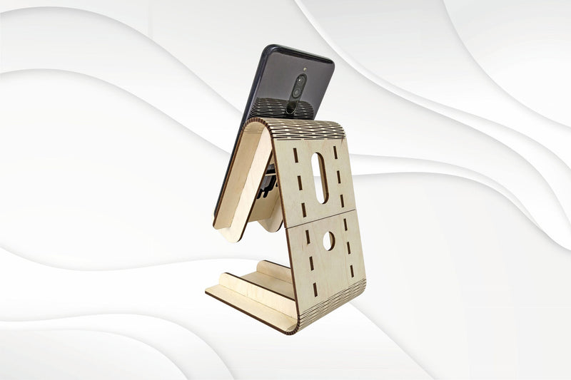 Stand holder for mobile, svg dxf design laser cut, two pattern. - So Fontsy