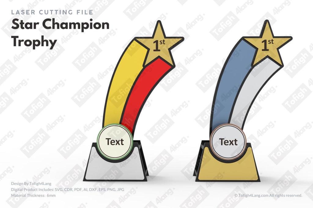 Star Champion Trophy Laser Cut File | Laser cutting file - So Fontsy