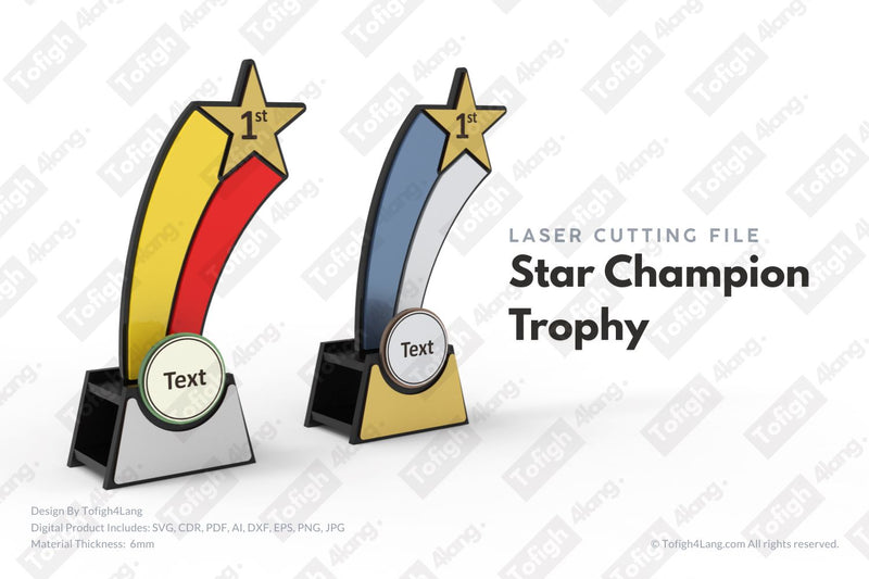 Star Champion Trophy Laser Cut File | Laser cutting file - So Fontsy