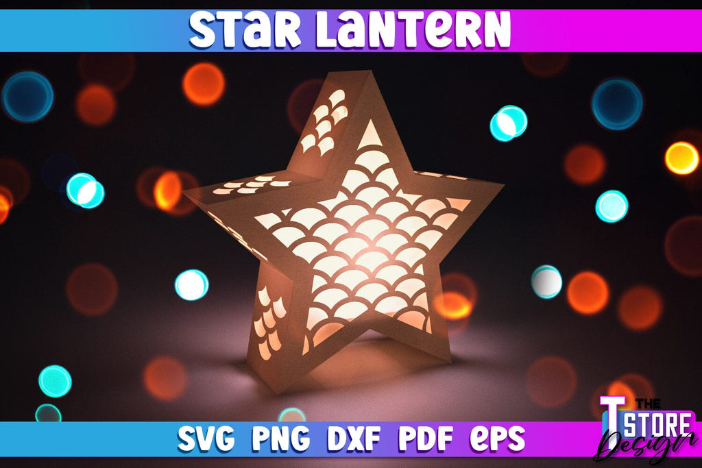 Star Lantern SVG | Paper Cut SVG | Night Light Design - So Fontsy