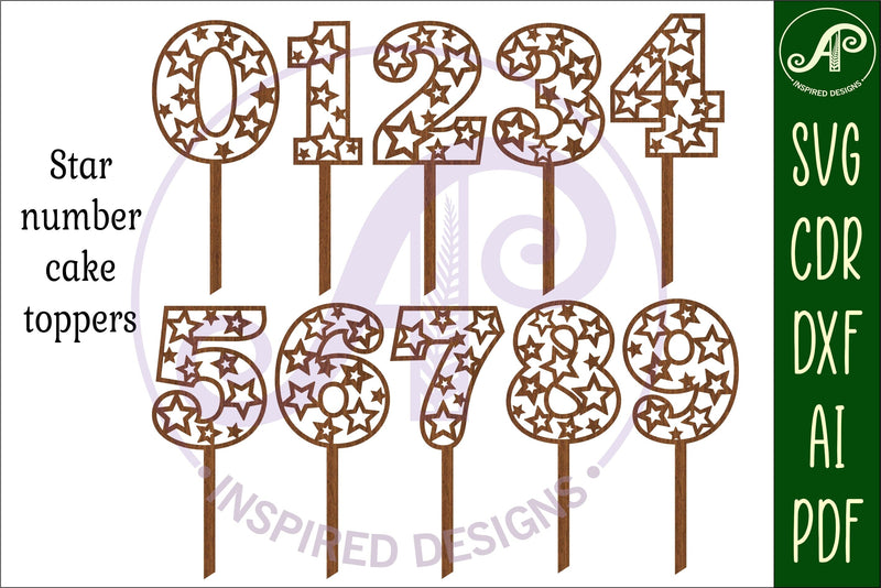 Star number cake toppers SVG cut files - So Fontsy