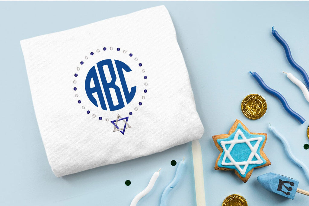 Star of David Round Monogram Frame Embroidery - So Fontsy