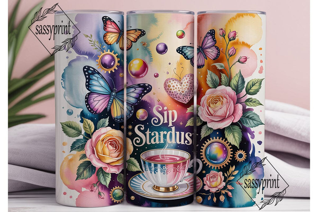 Stardust Butterflies 20oz Tumbler Wrap - So Fontsy