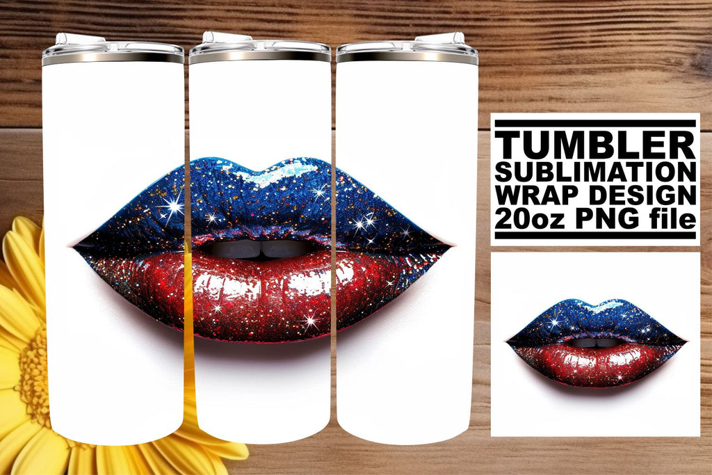 Stars & Lips: American Woman Tumbler Design - So Fontsy