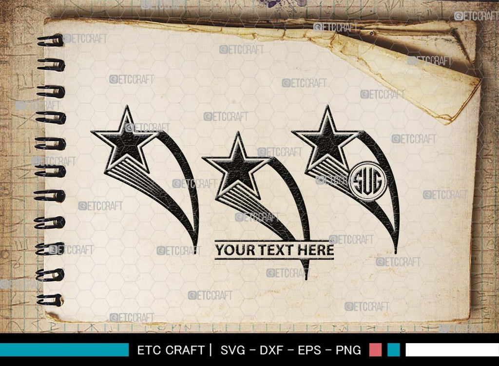 Stars Monogram, Stars Silhouette, Stars SVG, Glowing Stars Svg, Shooti ...