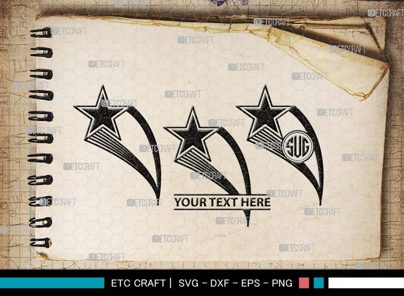 Stars Monogram, Stars Silhouette, Stars SVG, Glowing Stars Svg, Shooti ...