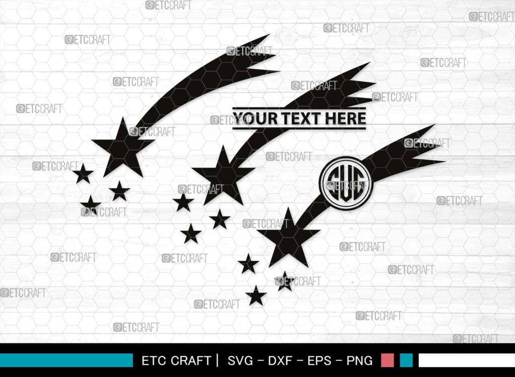 Stars Monogram, Stars Silhouette, Stars SVG, Glowing Stars Svg, Shooting Stars Svg, Sparkle ...