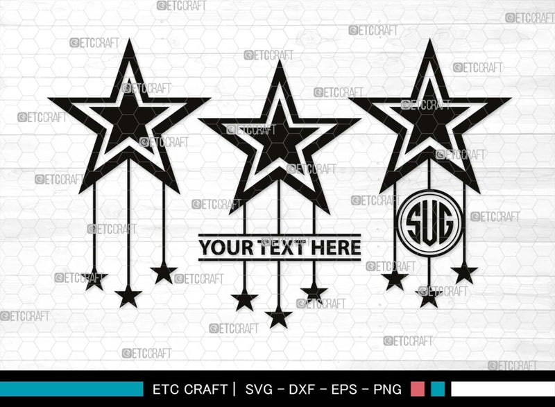 Stars Monogram, Stars Silhouette, Stars SVG, Glowing Stars Svg ...