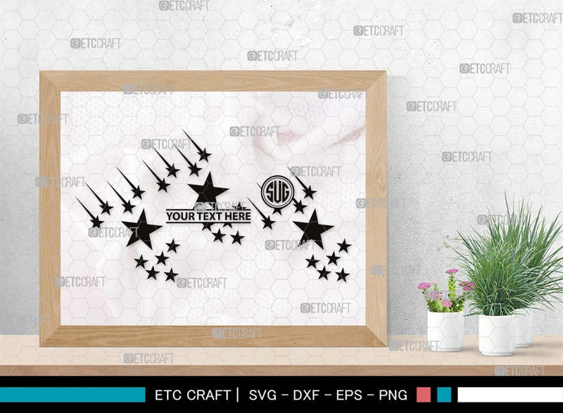 Stars Monogram, Stars Silhouette, Stars SVG, Glowing Stars Svg ...