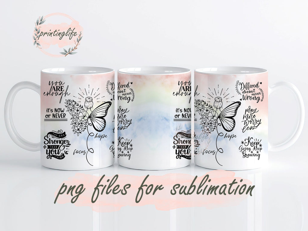 Stay Positive Mug Wrap Design, Instant Digital Design Download Mug Wrap ...